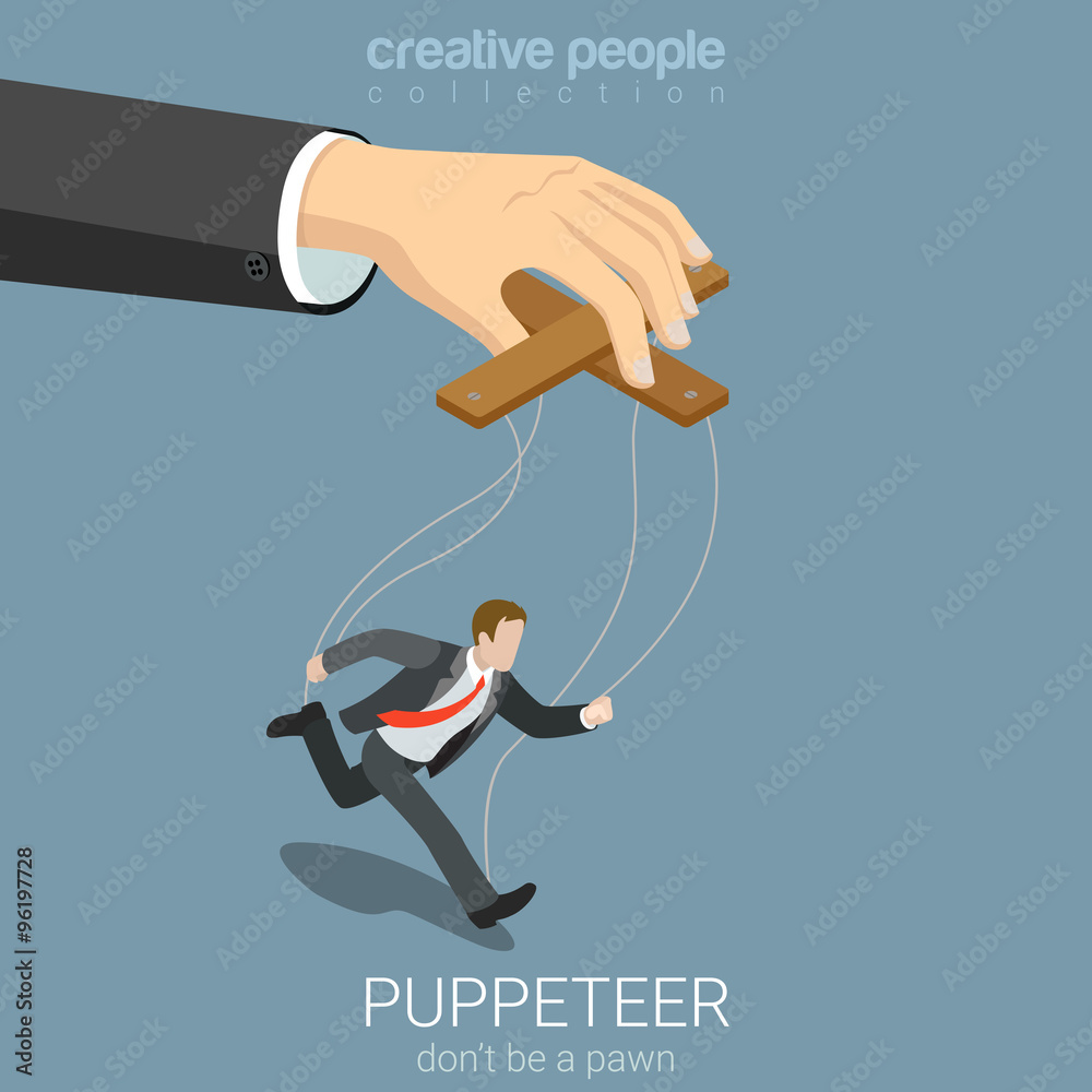 Flat 3d isometric vector puppeteer business businessman puppet Stock ...