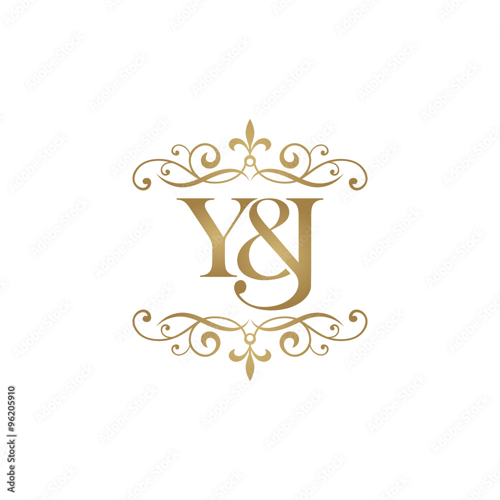Y&J Initial logo. Ornament ampersand monogram golden logo Stock Vector ...