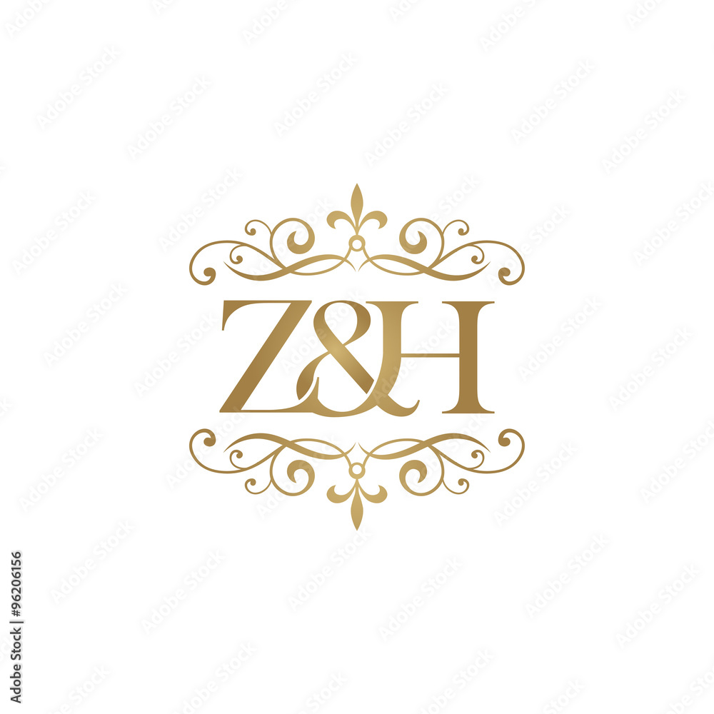 Z&H Initial logo. Ornament ampersand monogram golden logo Stock Vector ...