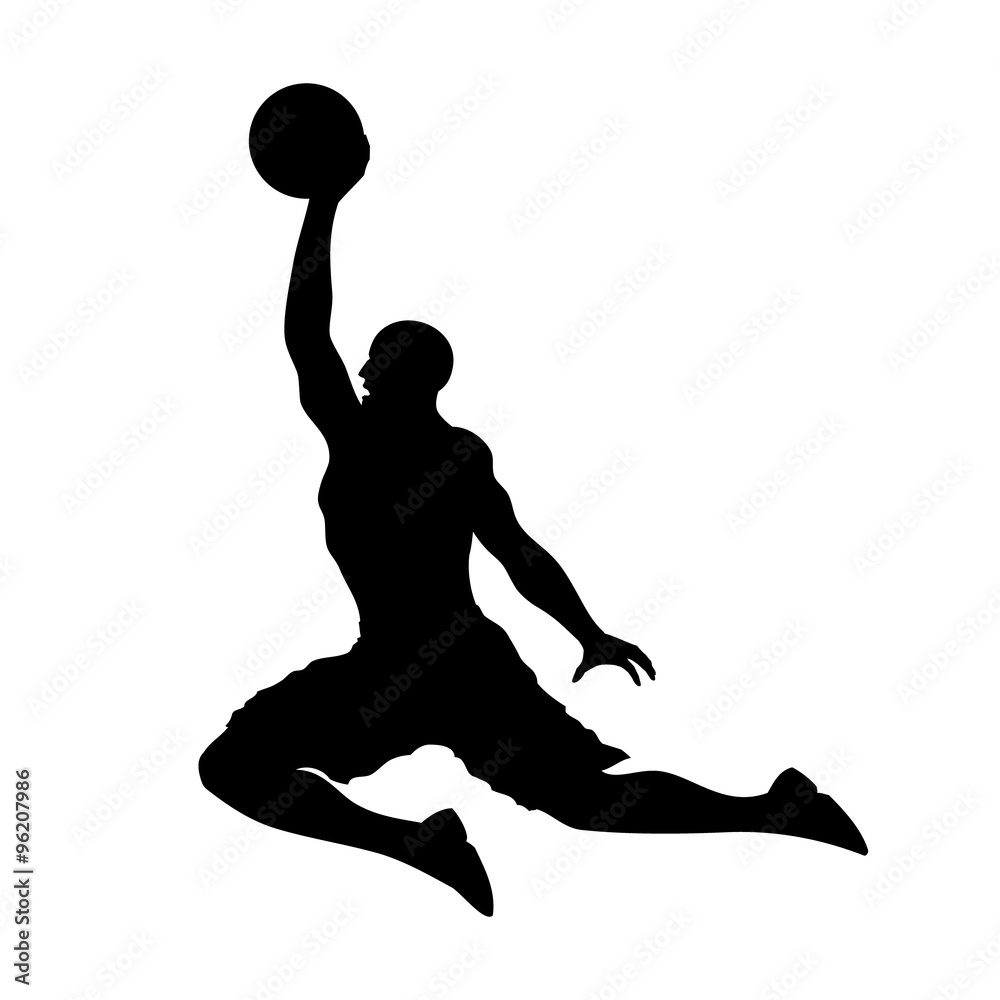 Basketball playing dunking and scoring flat icon for apps and websites ...