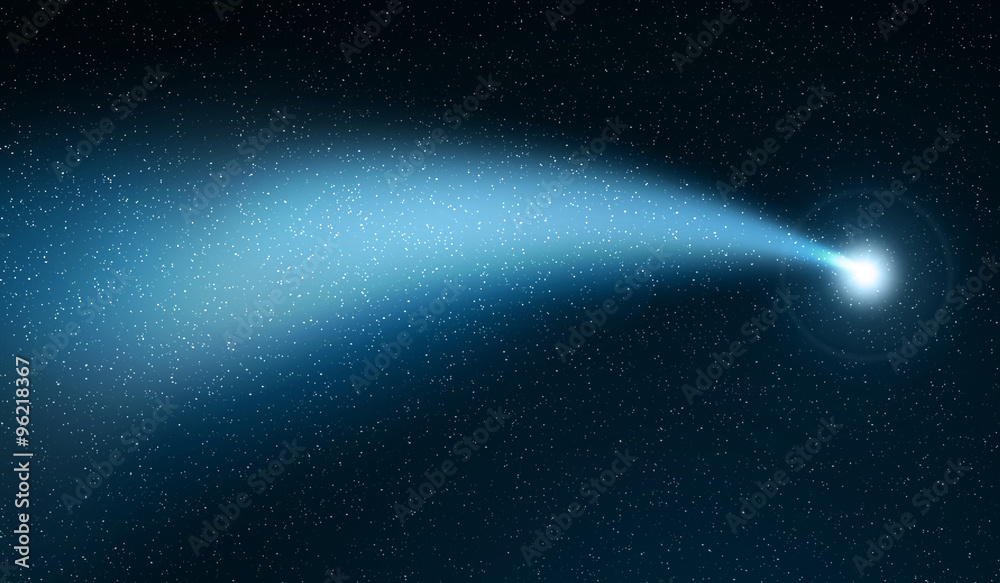 shining shooting star across a starry night sky Stock Illustration ...