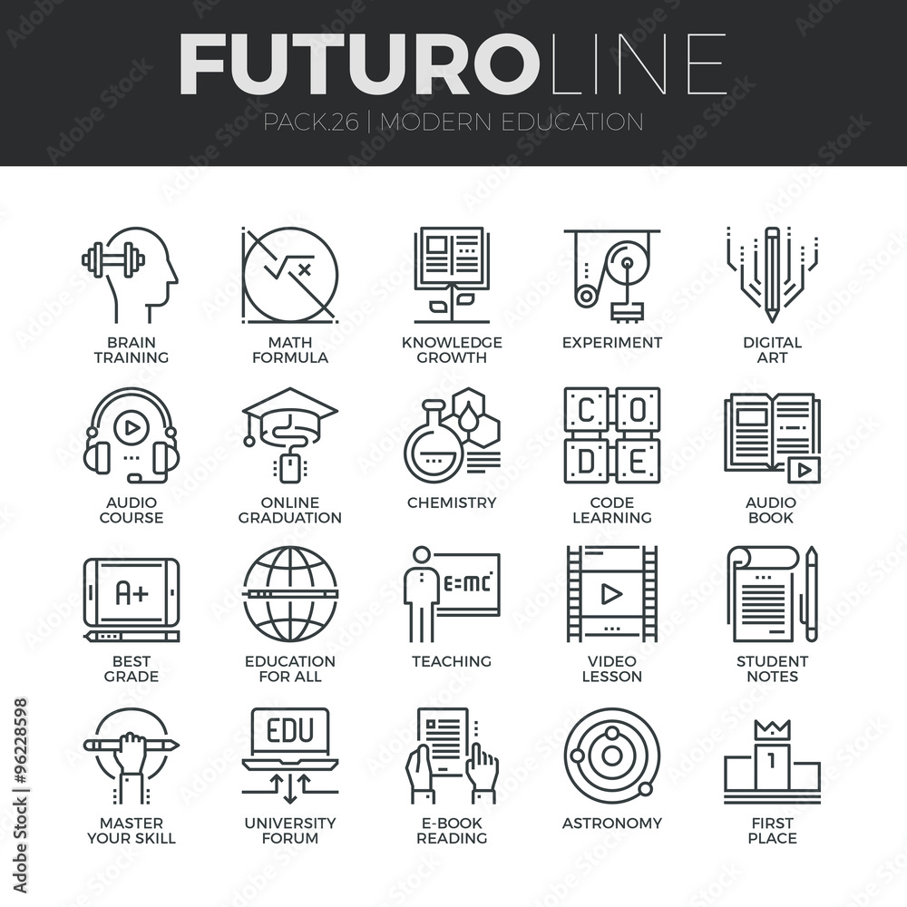 Modern Education Futuro Line Icons Set Stock Vector | Adobe Stock