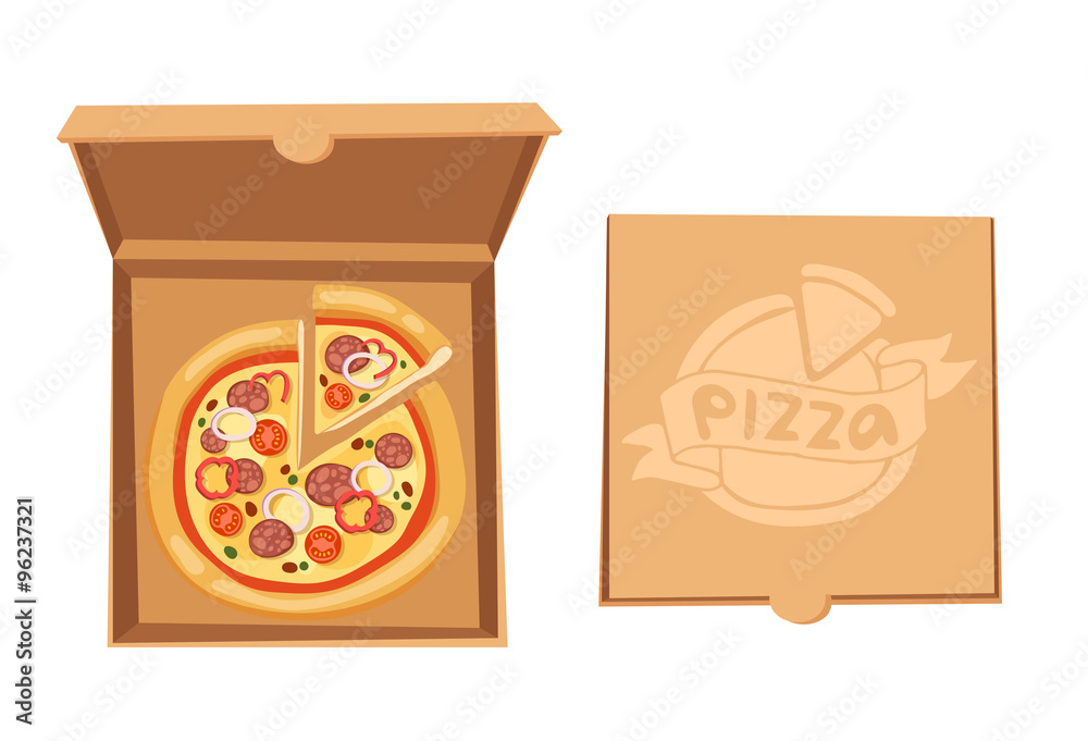 Pizza box vector illustration Stock Vector | Adobe Stock