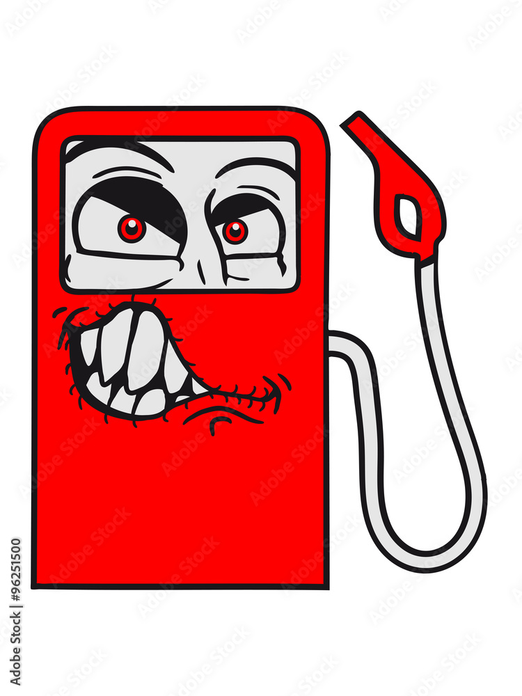 pump gas station face evil monster horror halloween cartoon comic Stock ...