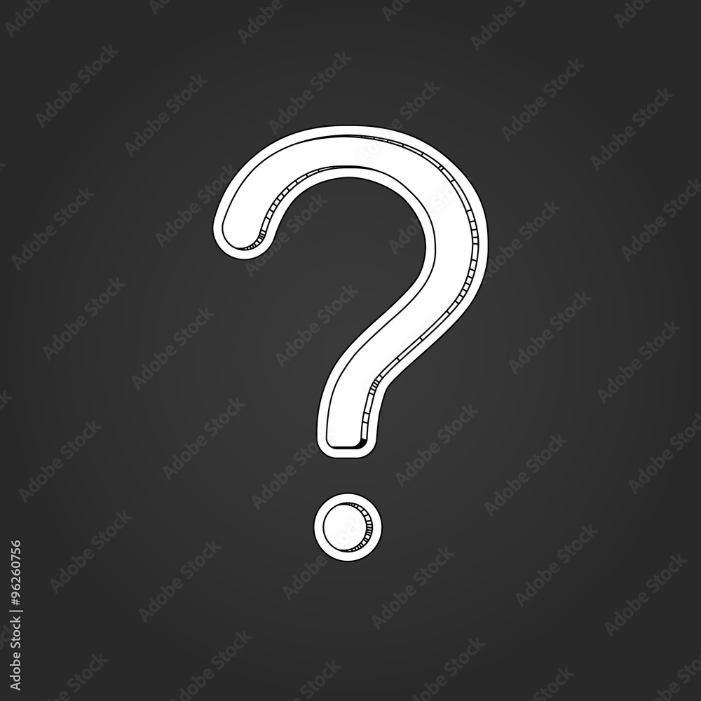 White question mark with shadow on black. Vector Illustration Stock ...