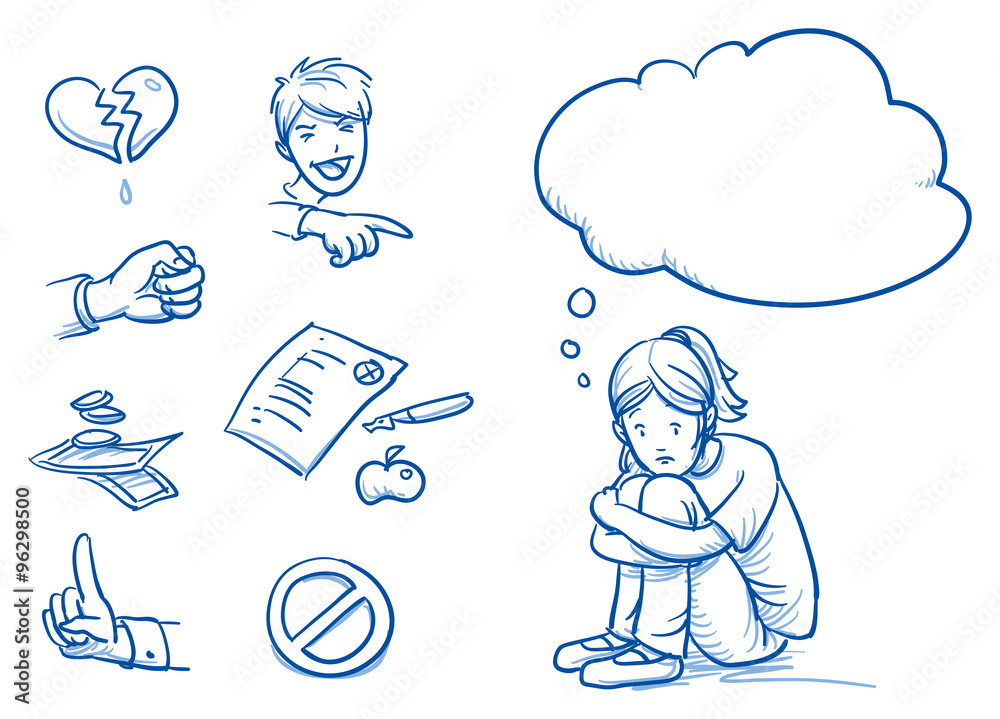 Sad Teenage Girl Cartoon