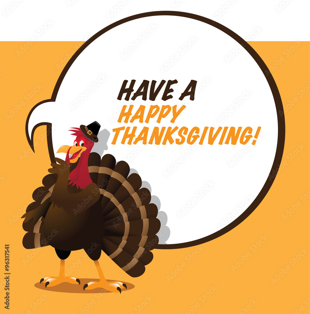 Talking Turkey Cartoon A cartoon turkey wishes you a happy thanksgiving ...