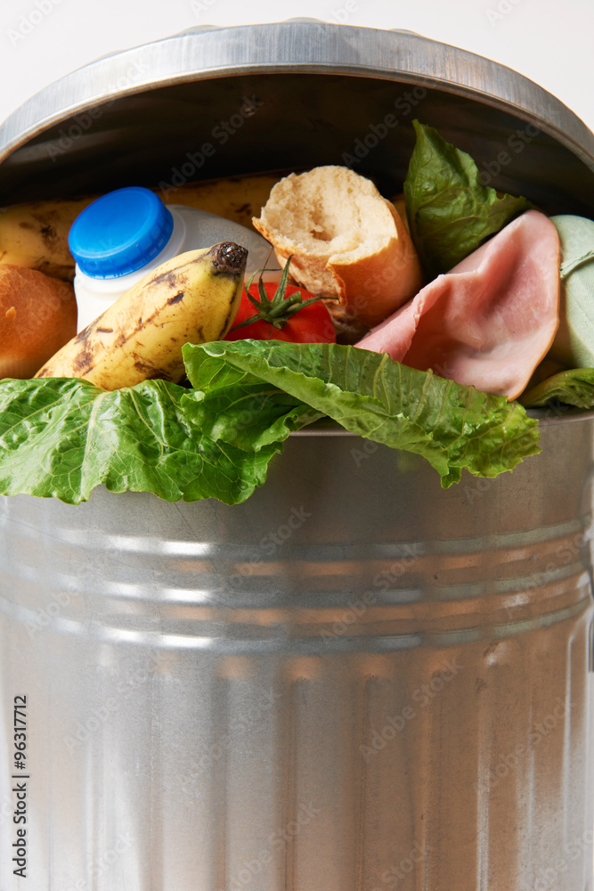 Fresh Food In Garbage Can To Illustrate Waste Stock-Foto | Adobe Stock