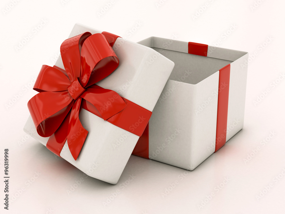 open white gift boxes with red ribbon Stock Illustration | Adobe Stock