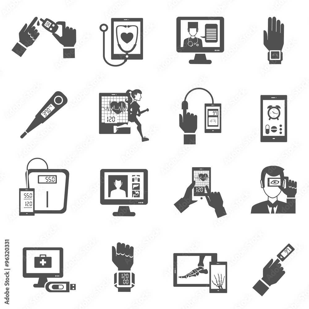 Digital Health Icons Set Stock Vector | Adobe Stock