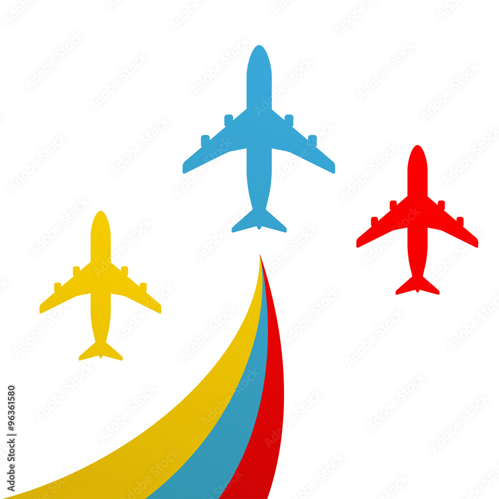 Icono plano avion en varios colores #8 Stock Vector | Adobe Stock