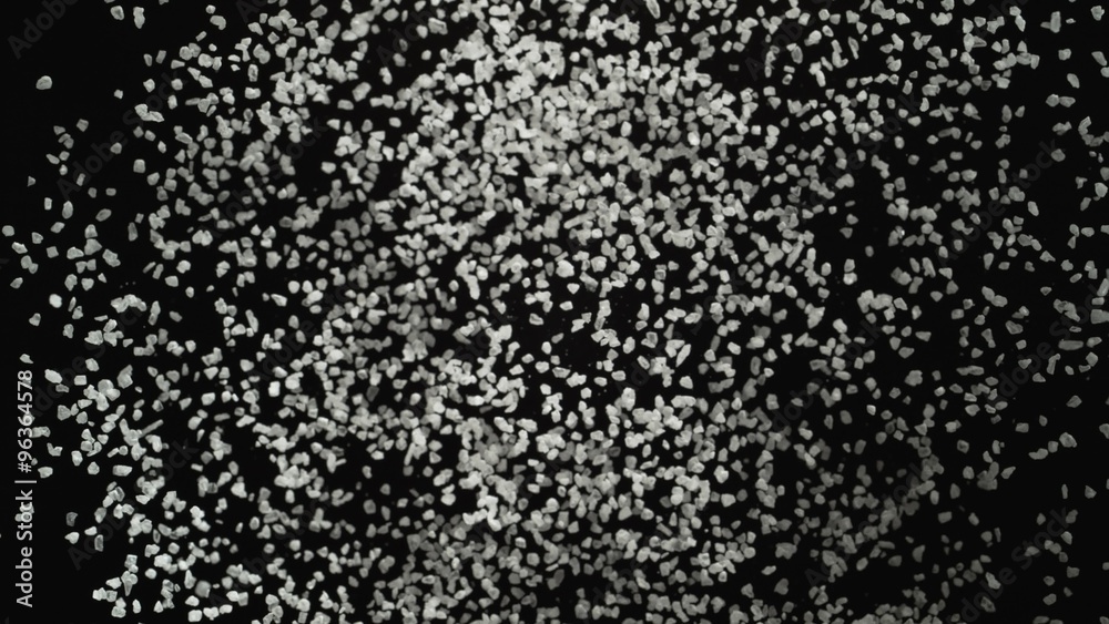 4K 30fps, White powder/particles fly after being exploded against black ...