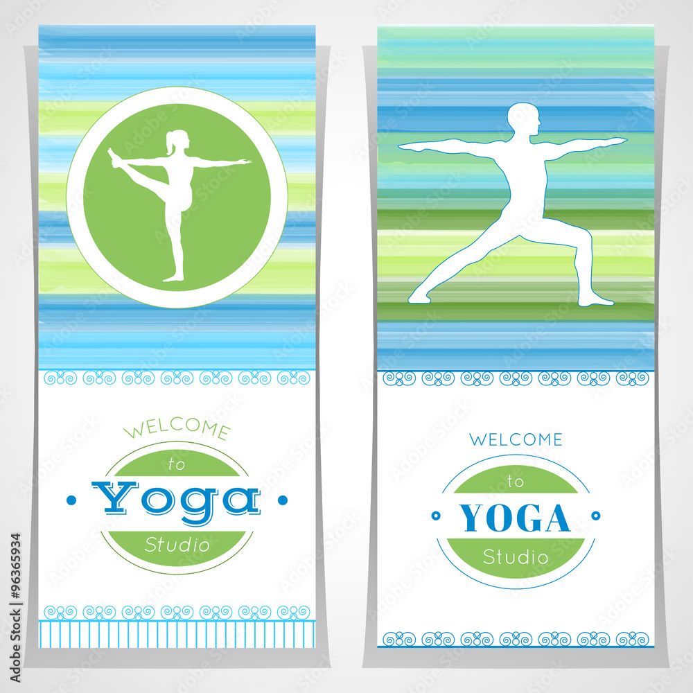 Vector yoga illustration. Yoga posters with watercolor texture and yogi ...