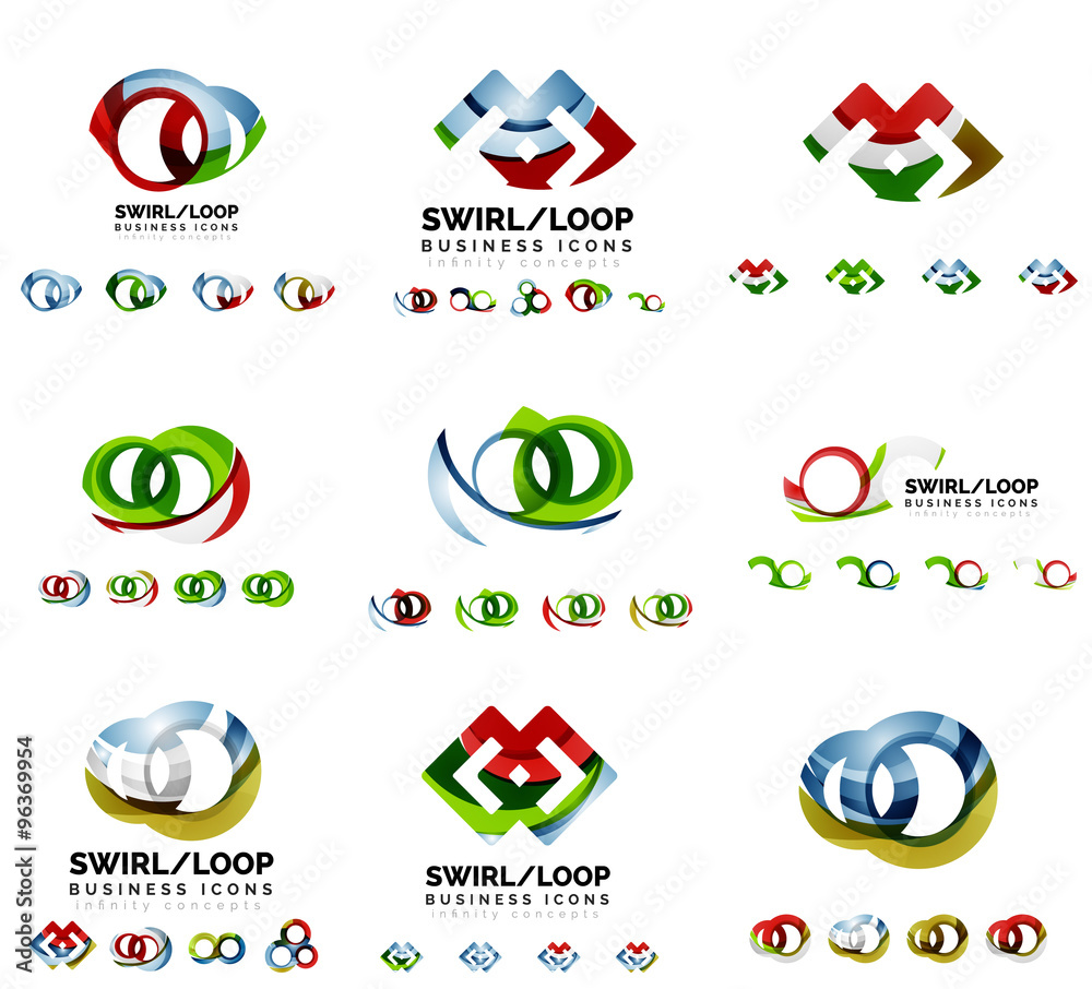 Set of company logotype branding designs, swirl infinity loop concept ...