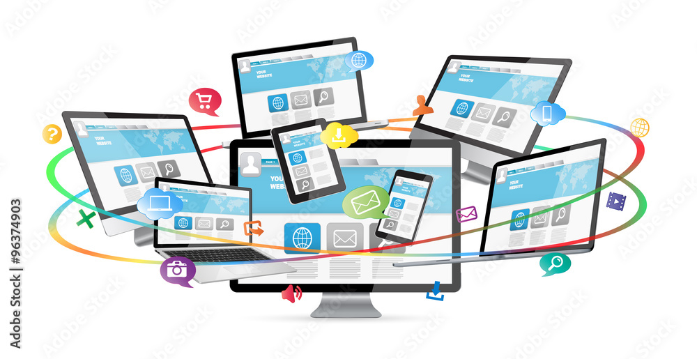 Modern digital tech device collection Stock Illustration | Adobe Stock