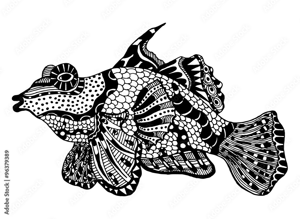 Vector Zentangle Fish Stock Vector | Adobe Stock