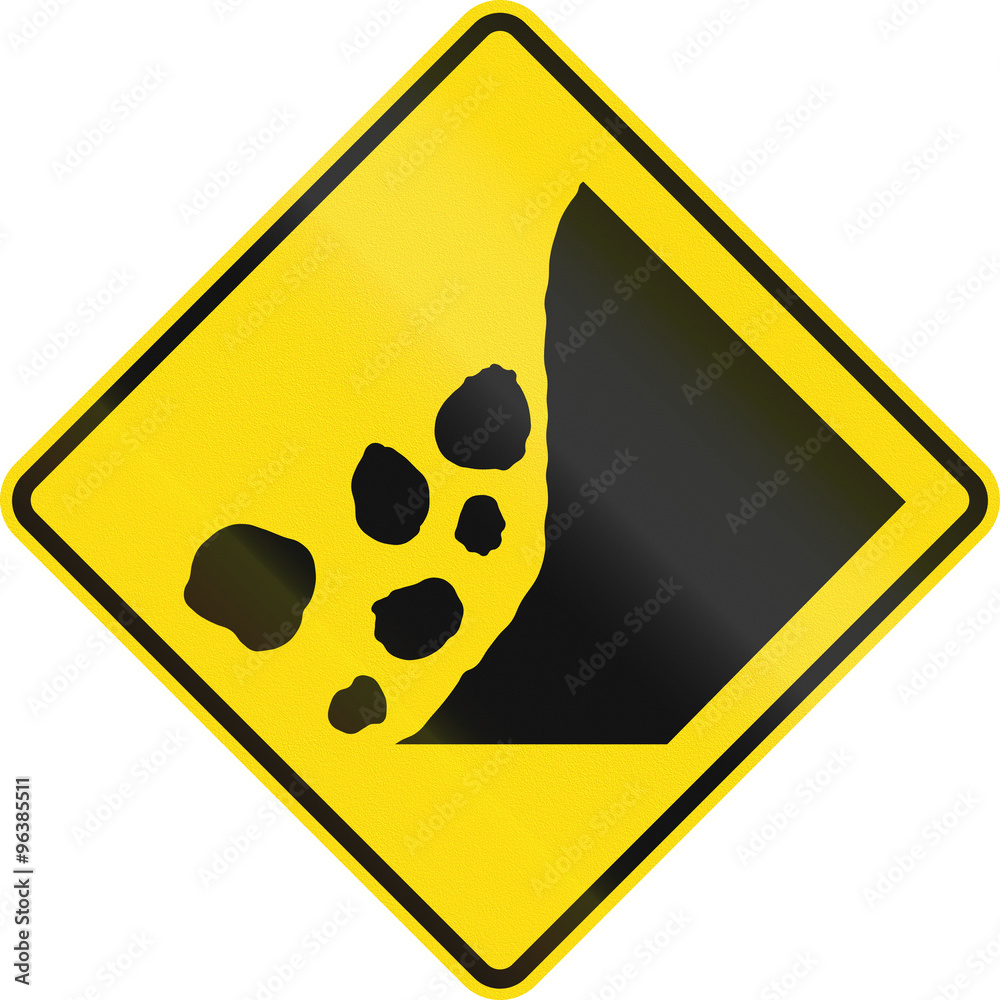 Falling Rocks Road Sign