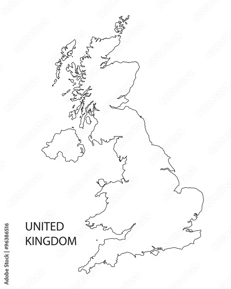 Poster black outline of United Kingdom map – Wall Art | UkPosters