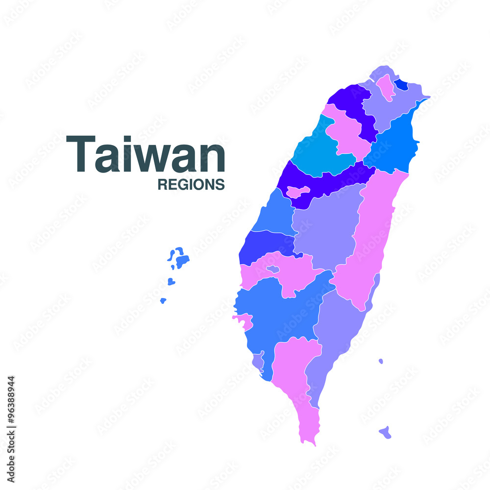 Regions map of Taiwan. Taiwan Stock Vector | Adobe Stock