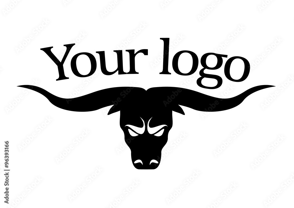 Logotype meat, beef, bull with big horns vector logo Stock Vector ...