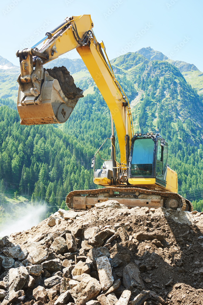 excavator loader machine at construction site Stock Photo | Adobe Stock
