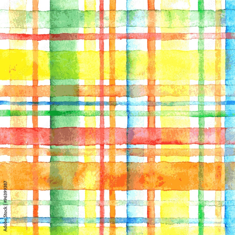 Watercolor seamless checkered pattern. Hand painted background for ...