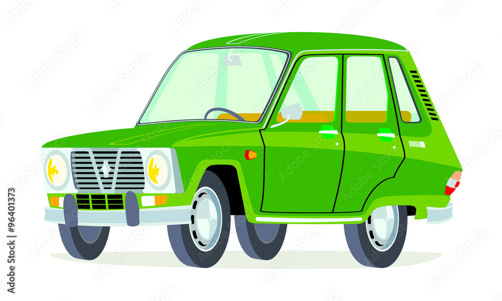 Caricatura Renault 6 serie 1 verde vista frontal y lateral Stock Vector ...