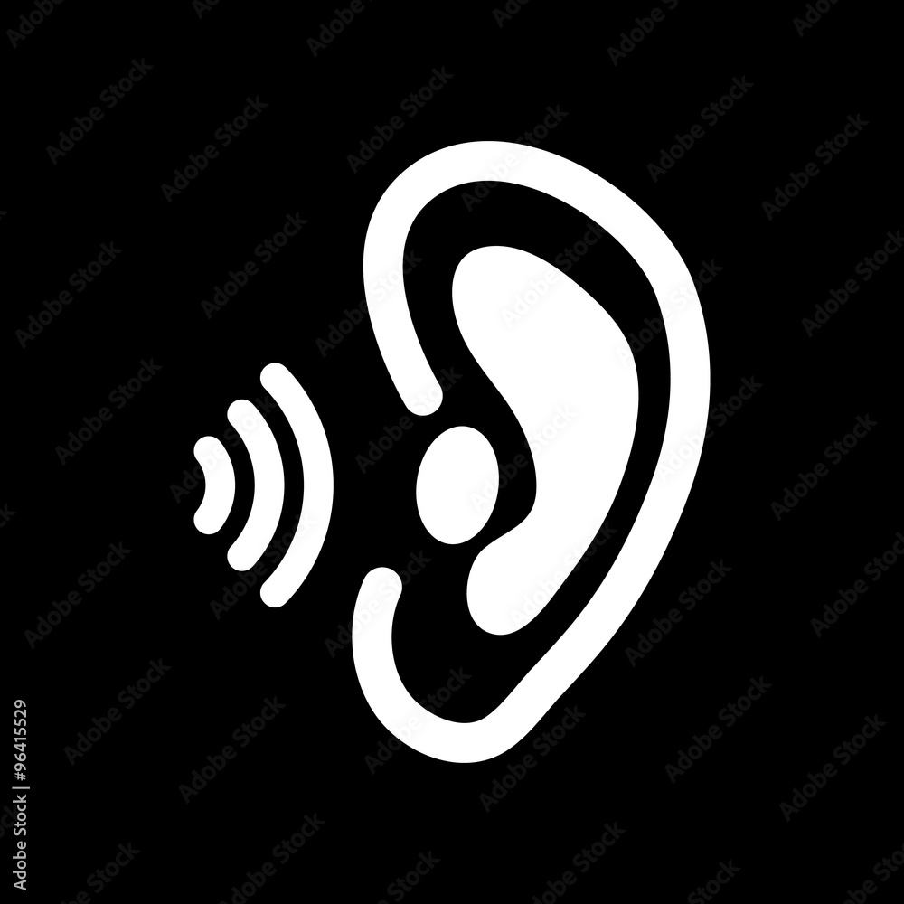 The ear icon. Sense organ and hear, understand symbol. Flat Stock ...