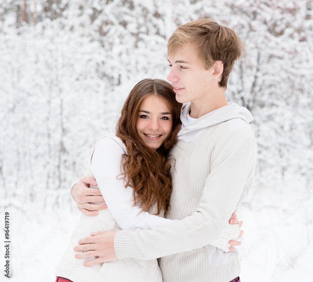 happy sweethearts embracing Stock Photo | Adobe Stock