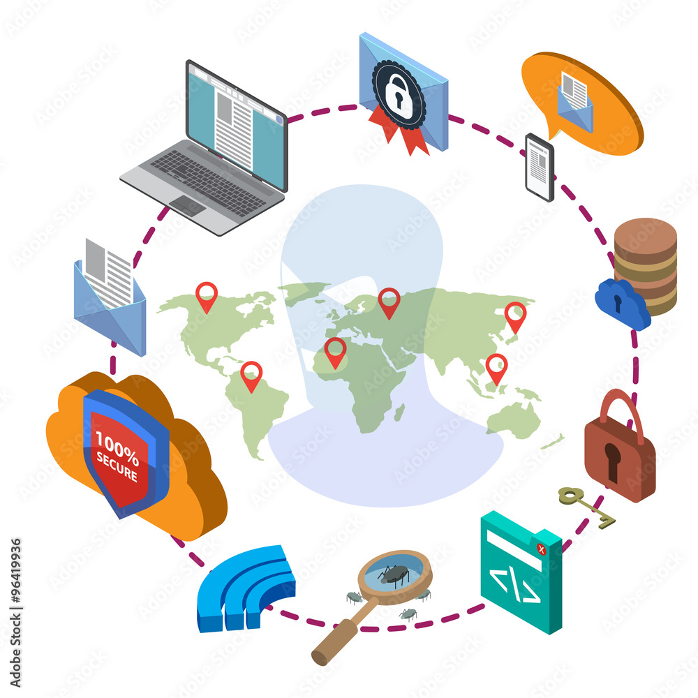 Data protection and safe work Stock Vector | Adobe Stock
