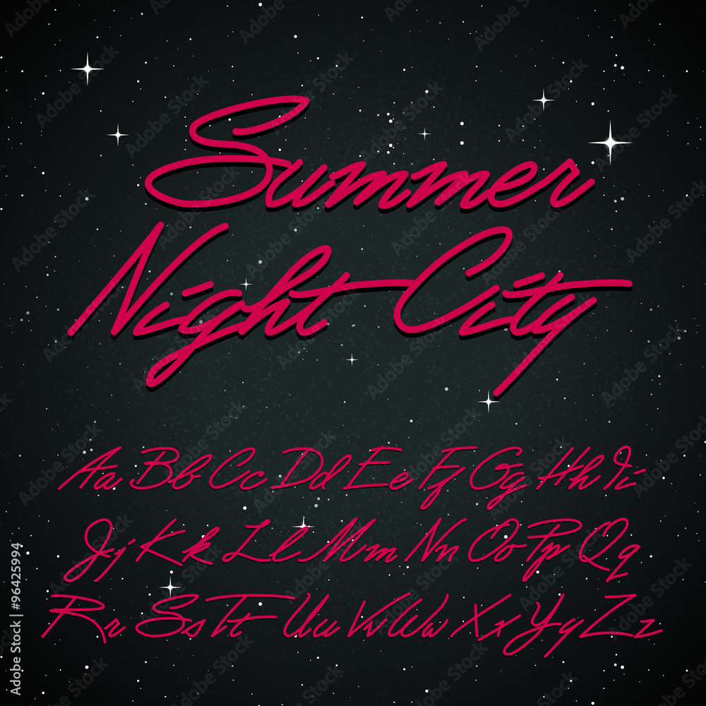 Hand Written Cursive Retro Font. Vector Calligraphic Alphabet with ...