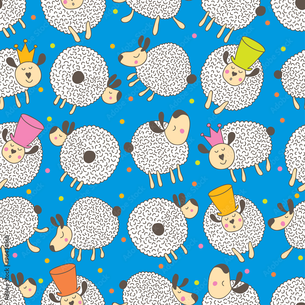 Lovely sleepy sheep. Seamless pattern can be used for wallpaper ...