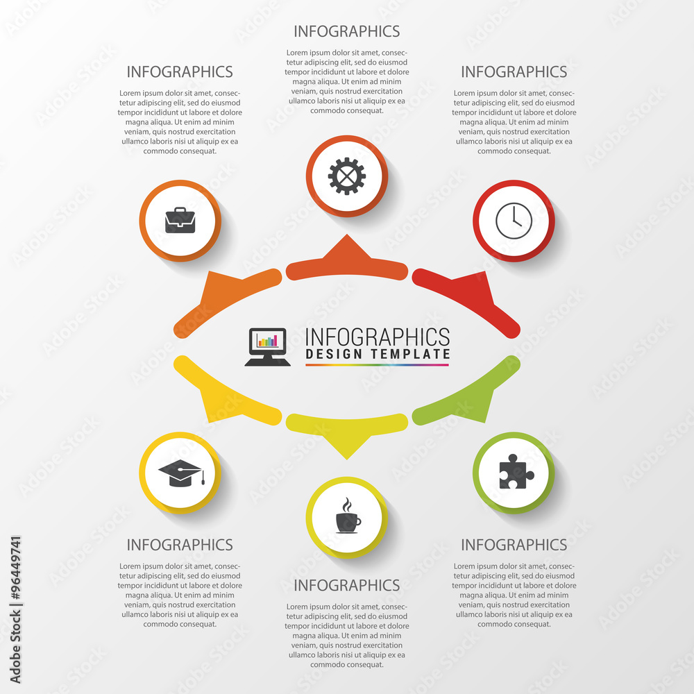 Business concept with 6 options, parts, steps or processes. Template ...