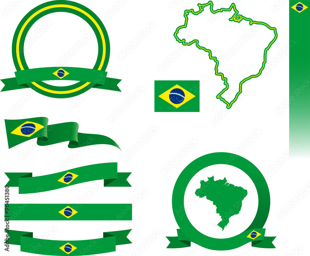 Brazil Banner Set. Vector graphic ribbons and banners representing ...