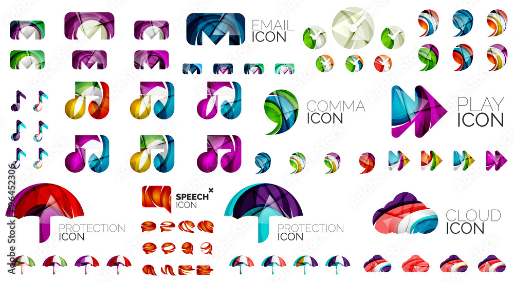 Logo huge mega collection, abstract geometric business icon set. Modern ...