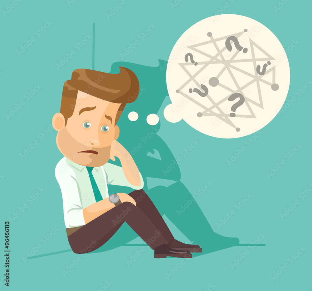 Confused employee. Vector flat illustration Stock Vector | Adobe Stock