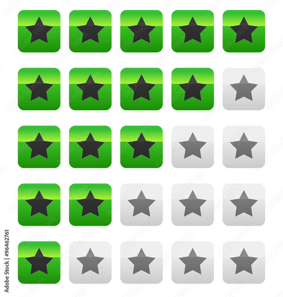 Star rating vector. Star rating wih squares. Stock Vector | Adobe Stock