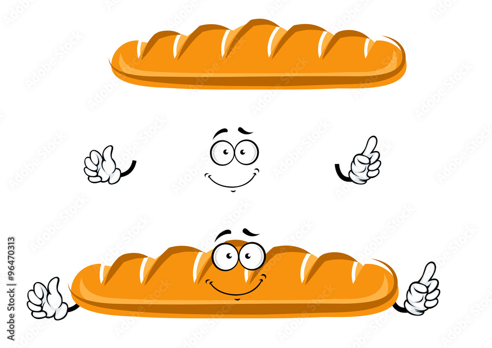 Cartoon long loaf of wheat bread Stock Vector | Adobe Stock