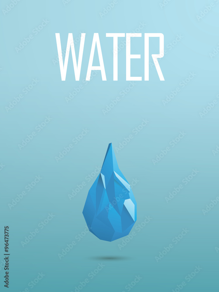 Water element icon symbol in modern low poly design. 3d polygonal blue ...