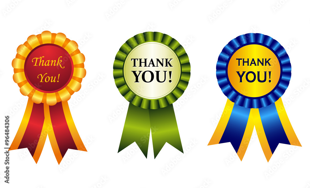 Thank you award ribbon rosette Stock Vector | Adobe Stock