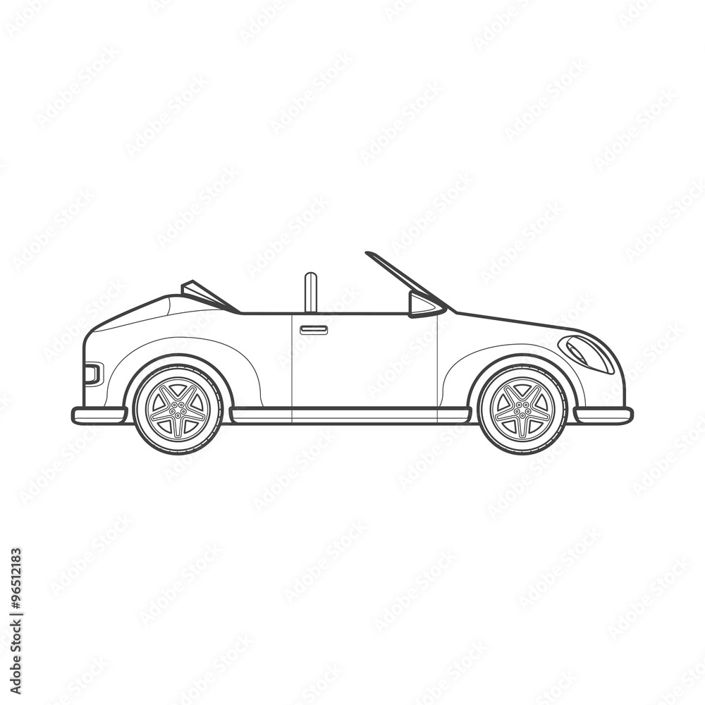outline cabriolet roadster car body style illustration icon. Stock ...