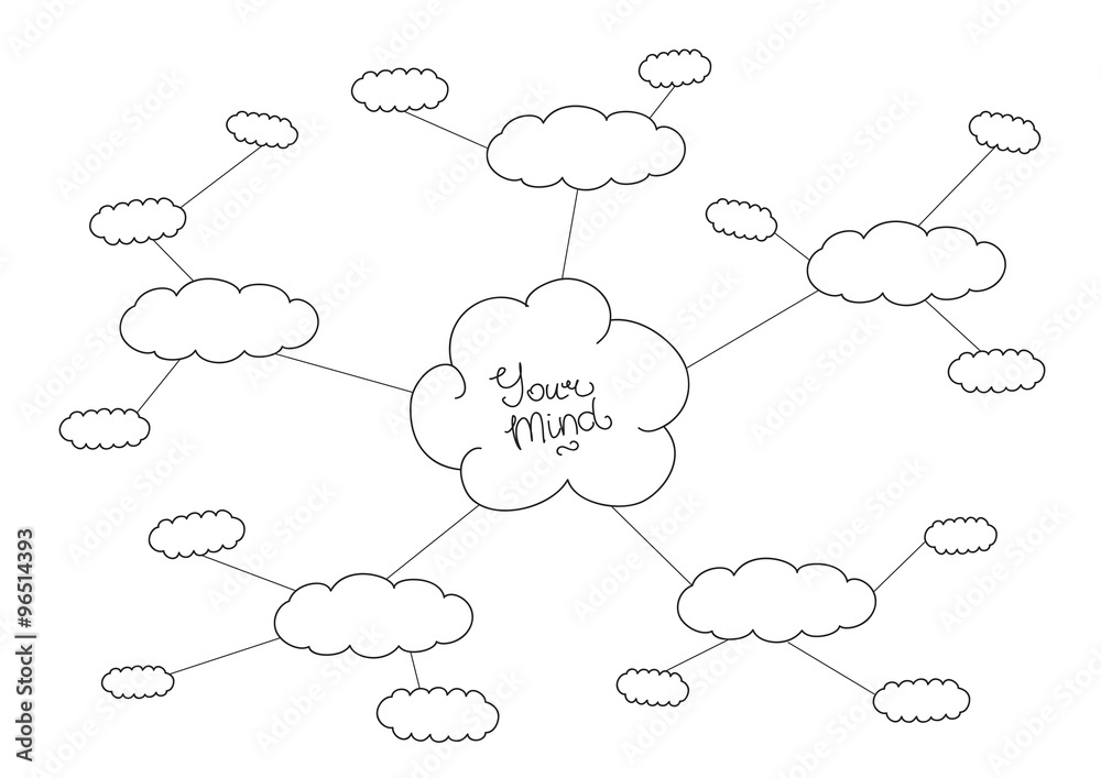 Mindmap, hand drawn scheme infographic design concept with clouds for ...