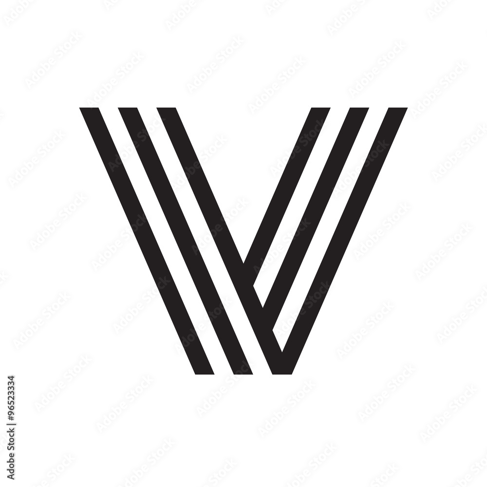 V letter formed by parallel lines. Stock Vector | Adobe Stock