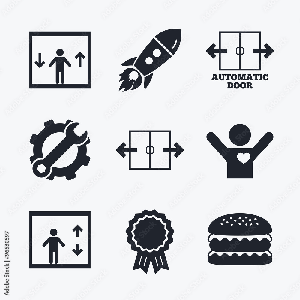Automatic door icons. Elevator symbols. Stock Vector | Adobe Stock