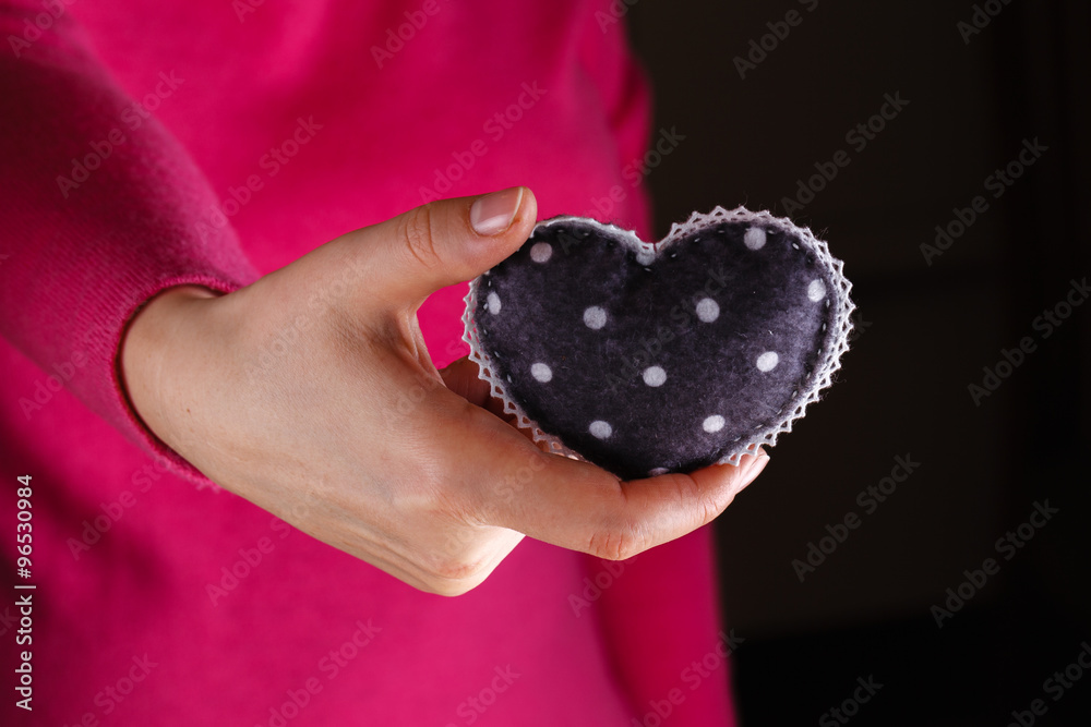 Female in pink give soft heart Stock Photo | Adobe Stock