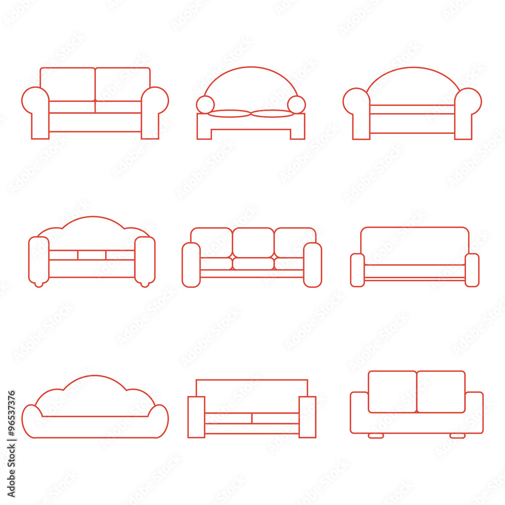 Sofa Icons Vector Stock Vector | Adobe Stock