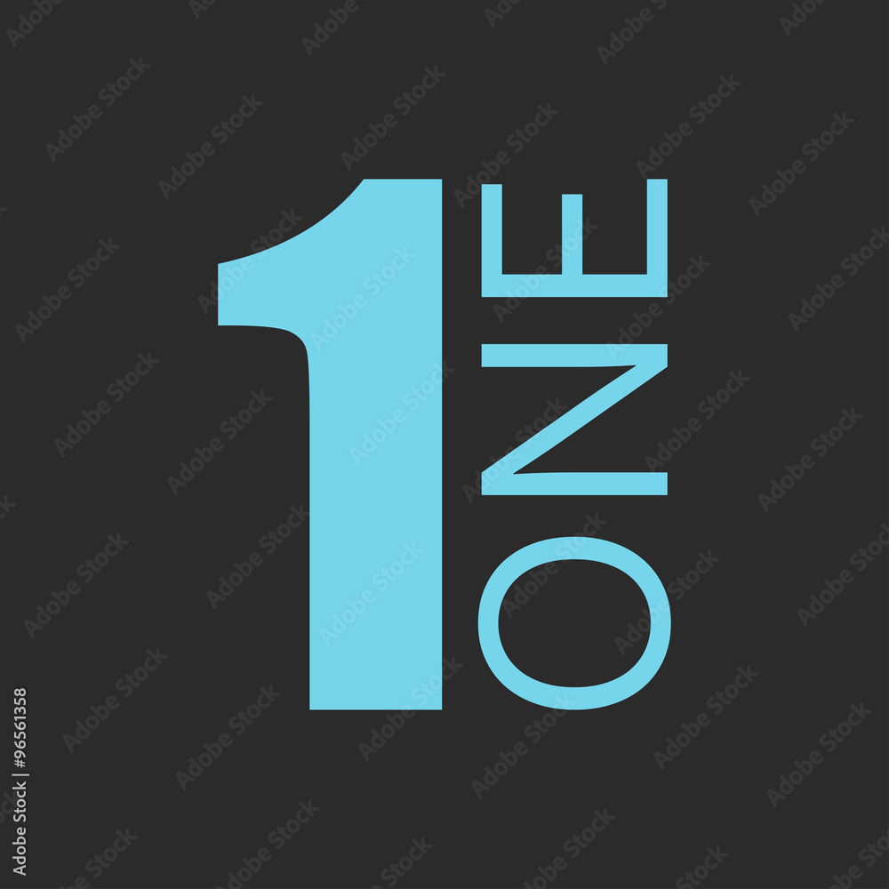 Word and number one vector. First template icon. One symbol silhouette ...