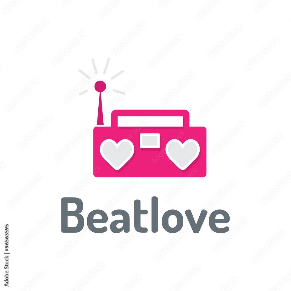Radio Love Icon Logo Stock Vector | Adobe Stock