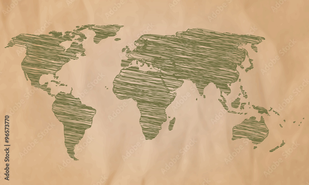 World Map Globe Vector line Sketch Stock Vector | Adobe Stock