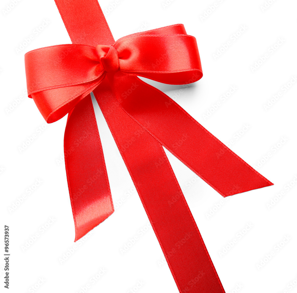 Foto Stock Diagonal ribbon with bow, isolated on white | Adobe Stock